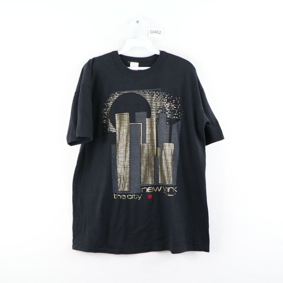 Vintage | Shirts | Vtg Streetwear New York City Gold Foil Tshirt Usa ...